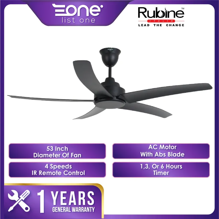 Rubine 53" 5 Blades Ceiling Fan RCF-VENTO53-5B-MB | RCF-VENTO53-5B-OB ...