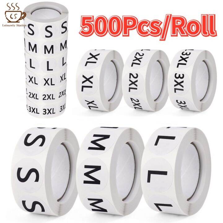 500Pcs/Roll 2.5cm Self-Adhesive Size Mark Sticker Apparel Product Size ...