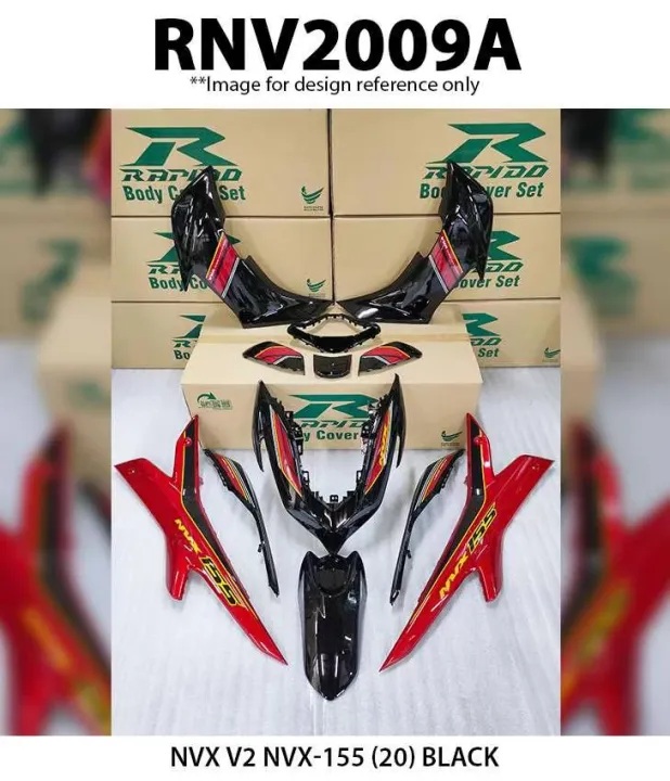 Cover Set NVX V2 Rapido NVX-155 (20) Black Silver Yamaha NVX155 V2 ...