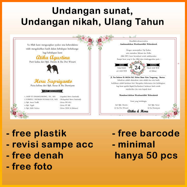 (50 PCS) undangan sunat CETAK PRINT undangan sunatan undangan khitan ...