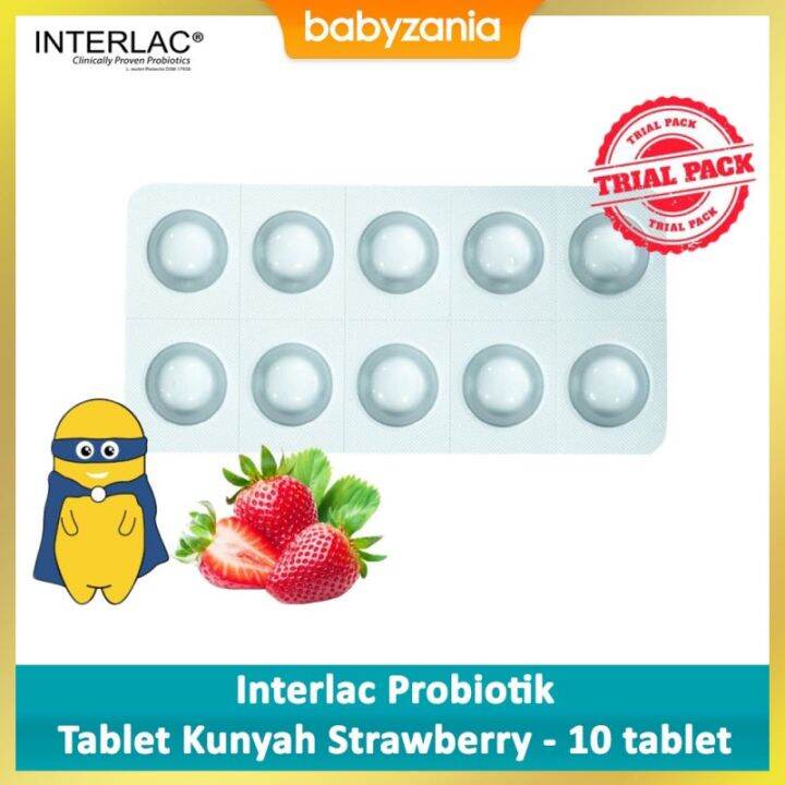 Interlac Probiotik Tablet Kunyah Strawberry - 10 tablet | Lazada Indonesia