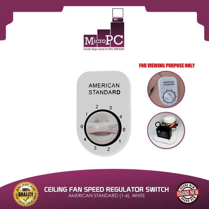 CEILING FAN SPEED REGULATOR SWITCH, AMERICAN STANDARD (1-4), WHITE ...