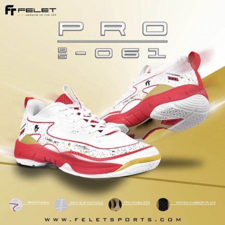 Sepatu Badminton Felet Pro BS 061 White Red | Lazada Indonesia