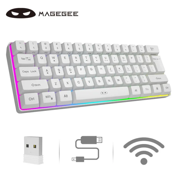 MageGee TS92 60% Compact Wireless Keyboard 61 Keys Rechargeable RGB ...
