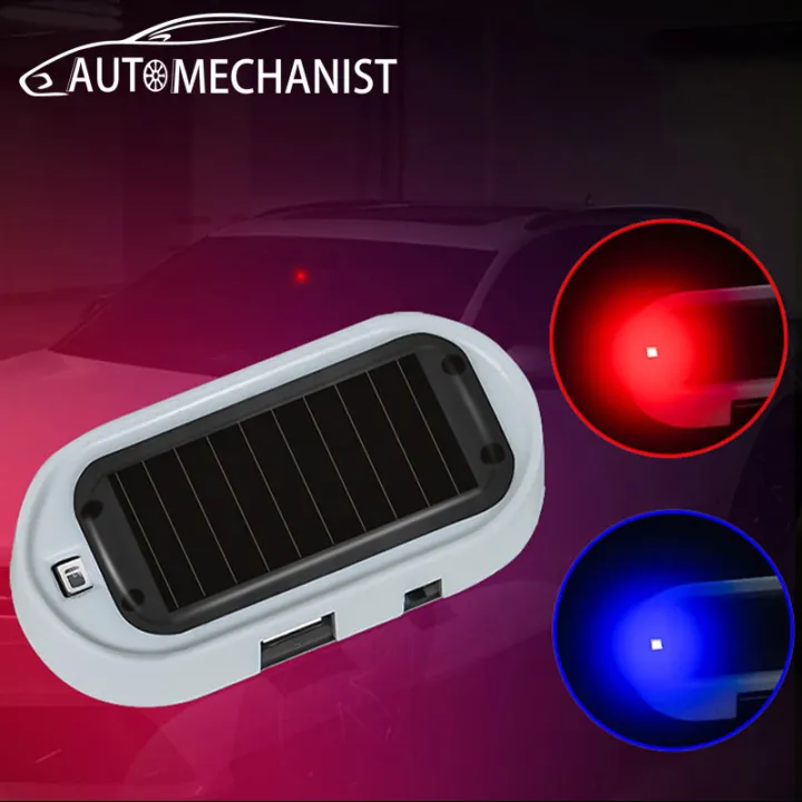 Solar Powered LED Car Imitation Anti-theft Light Automatic Strobe Light Wireless Warning Anti ...
