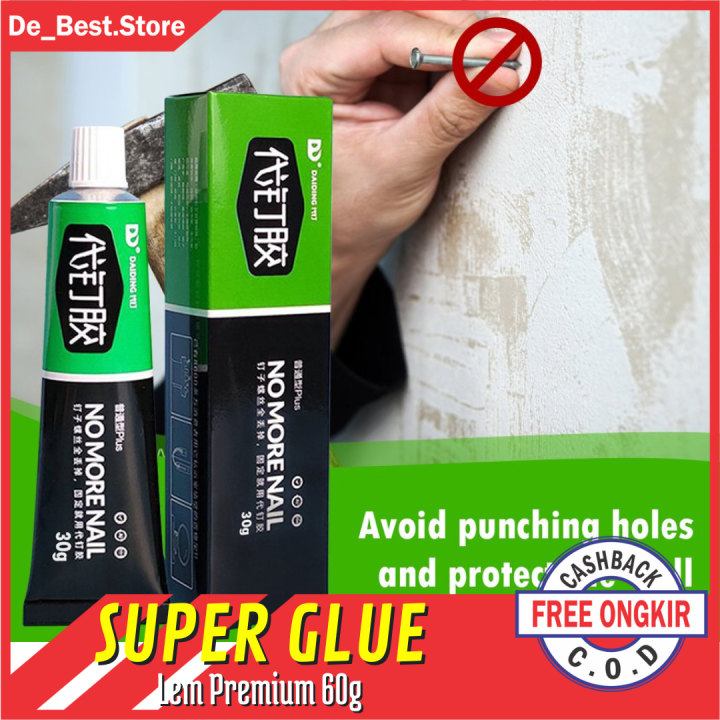 Lem Pengganti Paku Tembok 60g - Lem Tembok Super Kuat 60g - Lem Besi 60g - Nail Free Glue Super ...