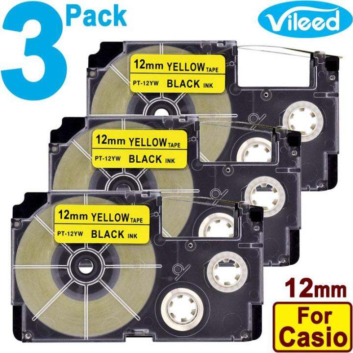 3 Pack 12Mm Tape Cartridge For Casio Ez-Label Printer Kl-60 60L 100 120 ...