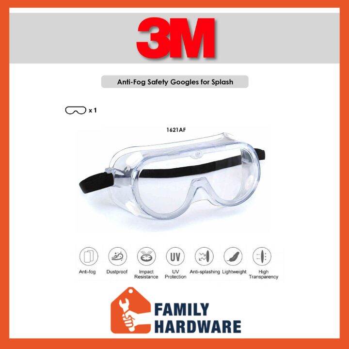 3M 1621AF 3M1621AF 3m1621af Polycarbonate Lens Anti-Fog Safety Googles for Splash 1621 af 1621AF ...