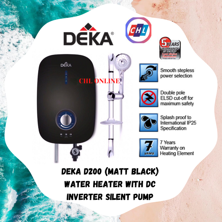 Deka D200 (Matt Black) Water Heater with DC Inverter Silent Pump | Lazada