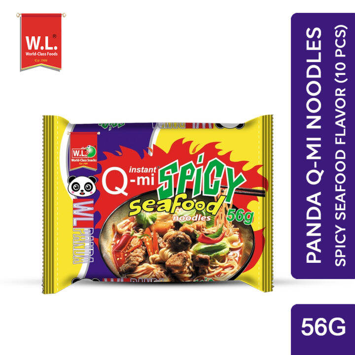 WL FOODS Panda Q-MI Instant Noodles Spicy Seafood 56g packed by 10's | Lazada PH