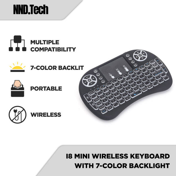 i8 Mini Wireless Keyboard with 7-Color Backlight | Lazada PH
