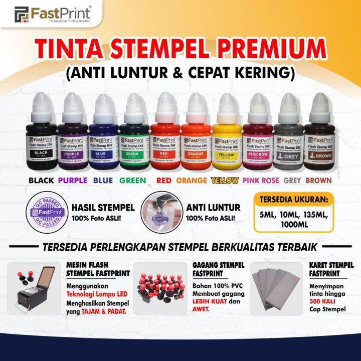 Fast Print Tinta Stempel Flash Warna Anti Luntur 135 ML | Lazada Indonesia