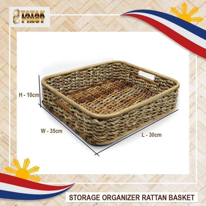 TATAK PINOY Rattan Basket Storage Baskets Shelf Organizer Container ...