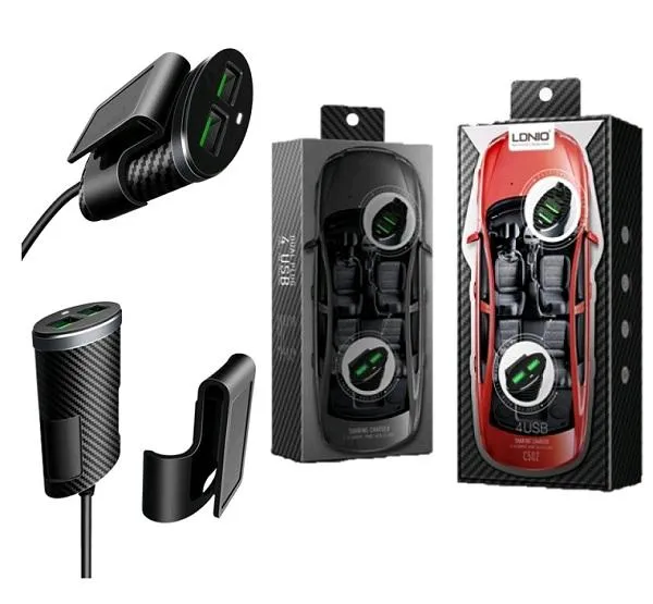 LDNIO Car Charger C502 / AUTO-ID 5.1A / Dual Plug / 4 USB Port | Lazada