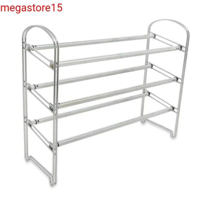 krisbow rak sepatu 3 susun stainlessshoe rack 3 tier extended silver ...