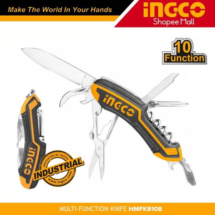 【COD】 EXCLUSIVE Ingco HMFK8108 Industrial Multi-Function Knife with 10 Functions Ergonomic ...