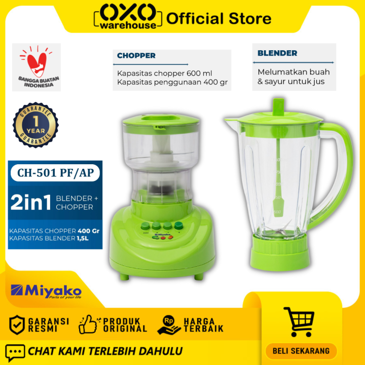 Miyako Blender Chopper 2 in 1 Kapasitas 1,5 Liter CH 501 PF/AP Garansi ...