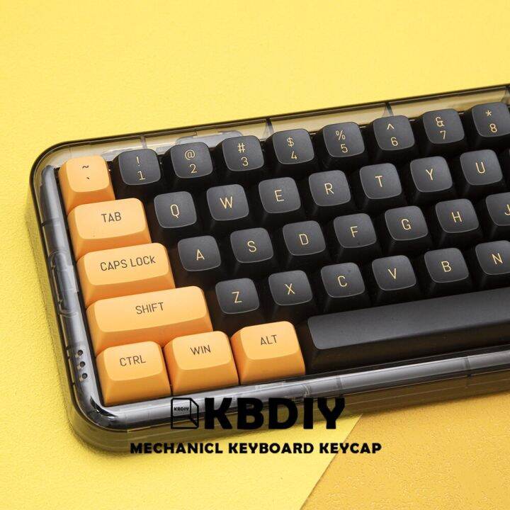 KBDiy 150 Keys/Set CSA Profile PBT Keycap Black Yellow Double Shot Key ...