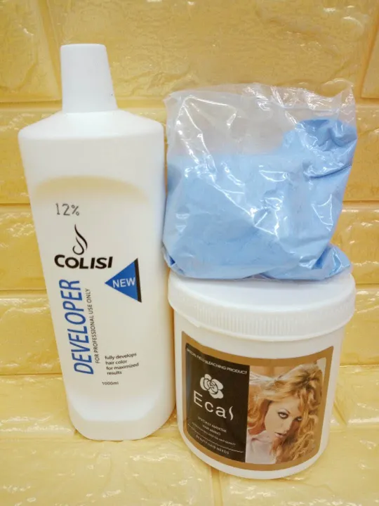 SALON ECAS BLEACHING POWER WITH OXIDIZER 12%colisi oxidant 500g bleach ...