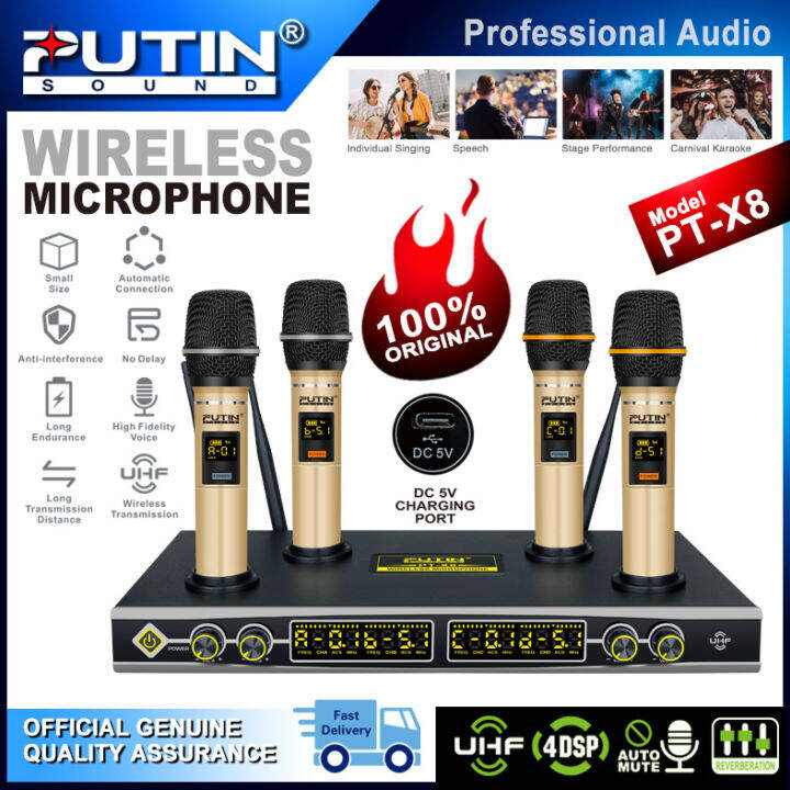 NEW PRODUCT PUTIN SOUND PT-X8 Wireless Microphone System 4 Channel UHF ...