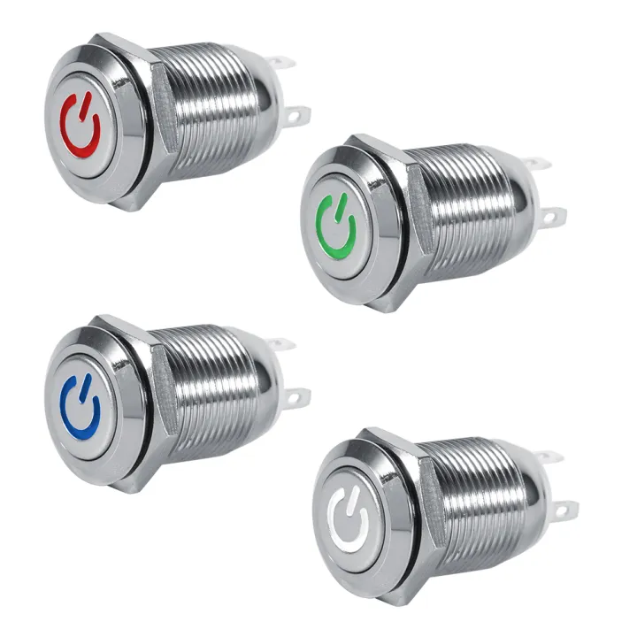 【four colors】Car Vehicle Power Push Button Switch Momentary Type Blue ...