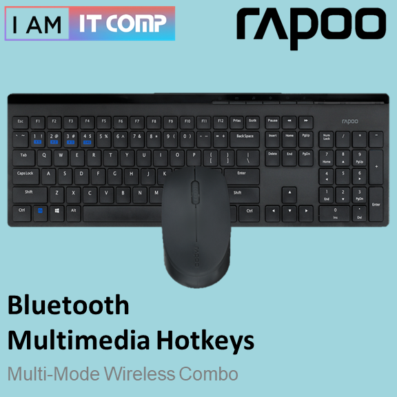 RAPOO 8110M Multi-Mode Wireless Bluetooth Combo Mouse & Keyboard / 12 ...