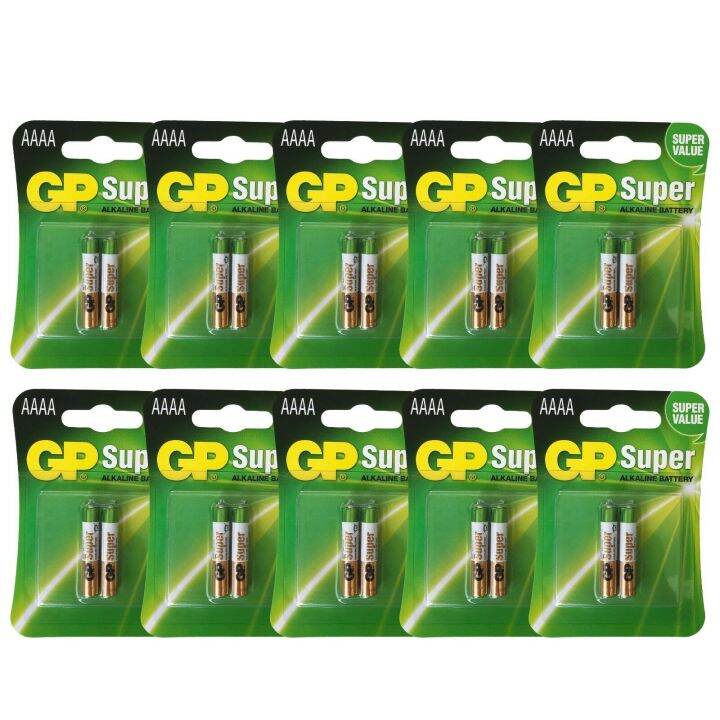 Pack2 x 10 packs = 20 ก้อน GP Super Alkaline Battery AAAA,4A,LR8D425 ...
