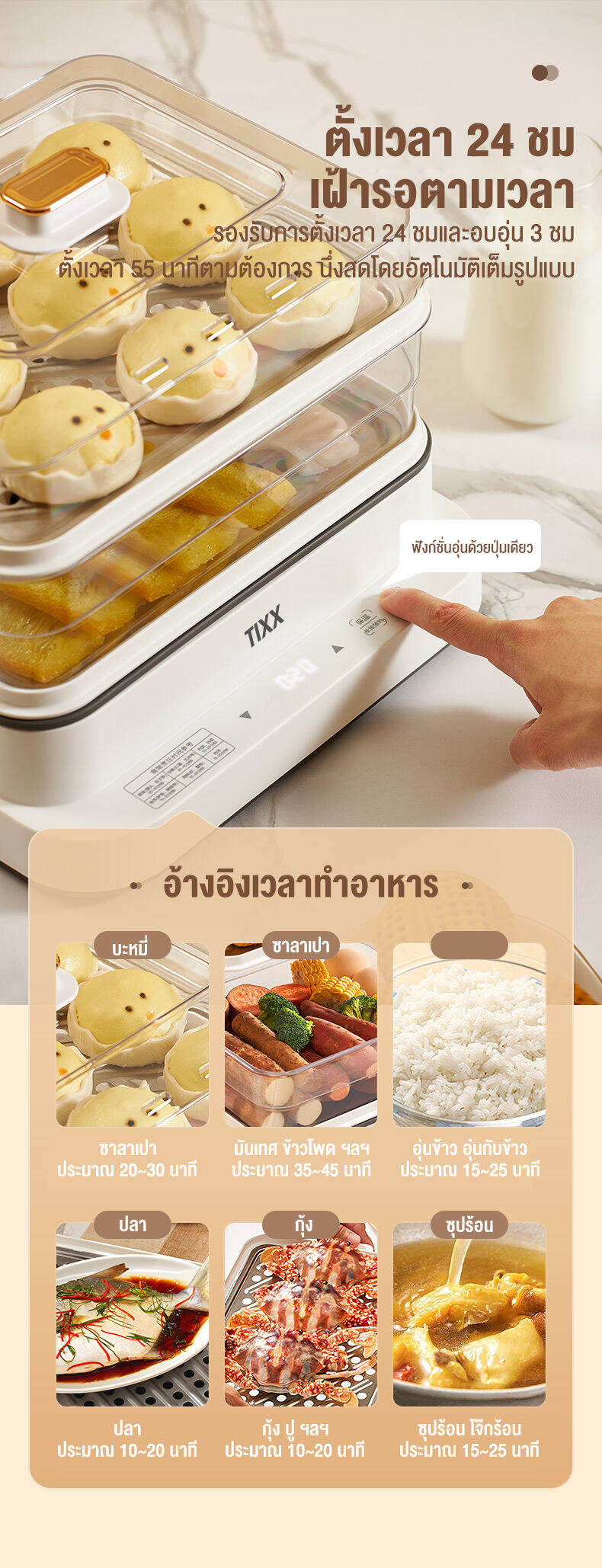 TIXX หม้อนึ่งไฟฟ้า มี 3 ชั้น พอดีกับปลาทั้งตัว หม้อนึ่ง หม้อนึ่งอเนก ...