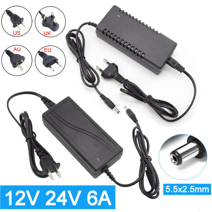 DC 12V 24V 6A Power Adapter Universal Transformer AC 110V 240V Charger ...