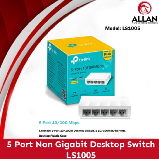 Allan 5-Port 10/100Mbps Non Gigabit Desktop Switch (LS1005) | Lazada PH