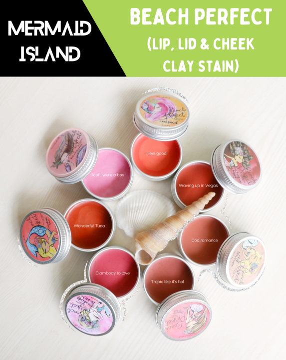 MERMAID ISLAND - BEACH PERFECT Lip, Lid & Cheek Clay Stain 【WITH ...
