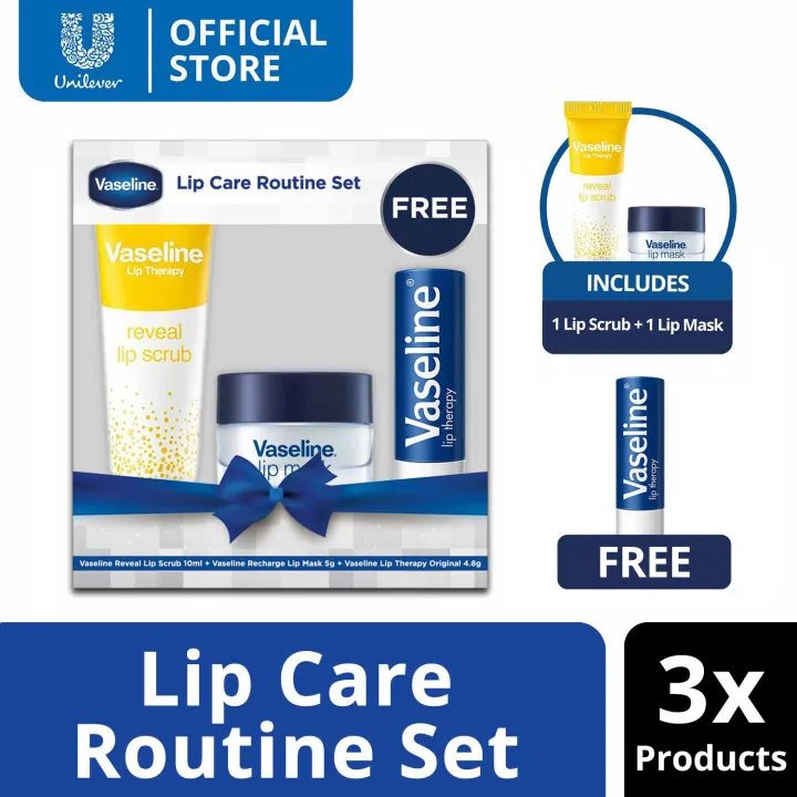 Buy Vaseline Lip Scrub 10ml + Vaseline Lip Mask 5g, Free Vaseline Lip ...
