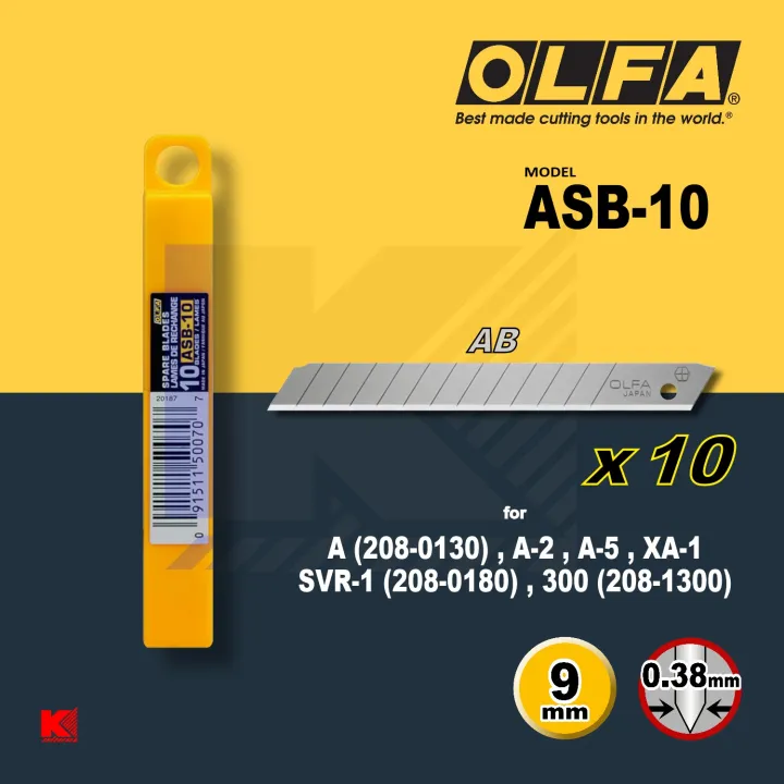 ใบคัตเตอร์ OLFA รุ่น ASB-10 (ใบมาตรฐาน 80 มม.แหลม 45 องศา) | Lazada.co.th