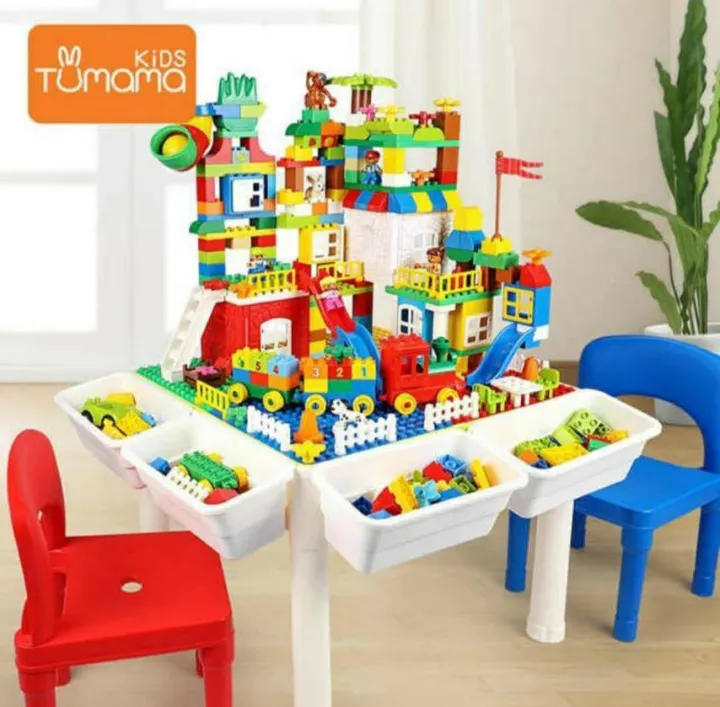 Building Blocks Table and Chair Set with 168pcs Blocks Lego Table Build ...