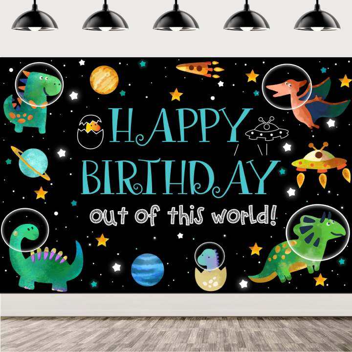 JOYMEMO Green Dinosaur Planet Themed Birthday Party Decorations for ...