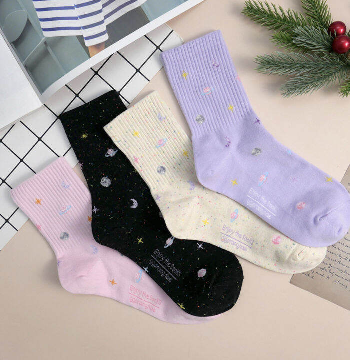 Korean Socks - Moon Space Constellation Socks - Iconic Socks | Lazada PH