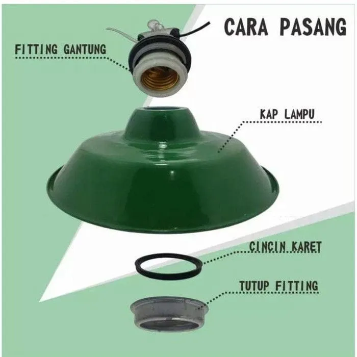 Kap Lampu Gantung / Kap lampu Hijau E27 + Fitting lampu | Lazada Indonesia