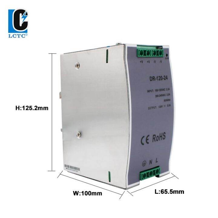 Special Offers 120W DC 12V 24V 48V Output Voltage 2.5A 5A 10A DR-120 Rail Type Switching Power ...