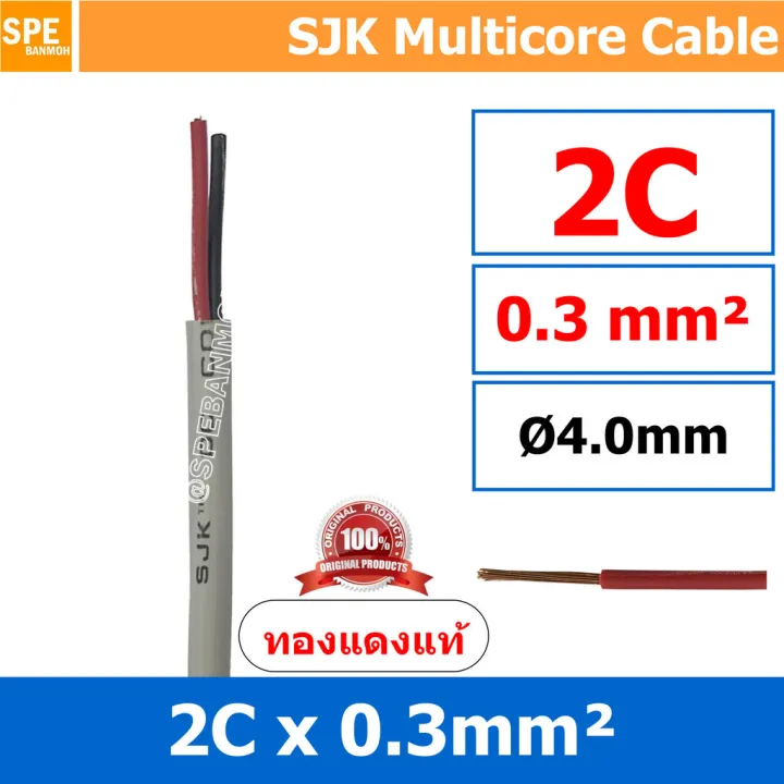 [ 3 เมตร ] SJK 0.3 Sq.mm. 2C x 0.3 สายมัลติคอร์ 2 คอร์ Multicore Cable ...