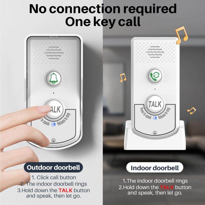 Intercom Doorbell, 1 V 1 Talk Intercom Doorbell Wireless 2 Way Long ...