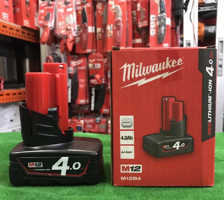 MILWAUKEE Model M12 B4 แบตเตอรี่ ขนาด 12V 4A อุปกรณ์ แหล่งจ่ายพลังงาน ...