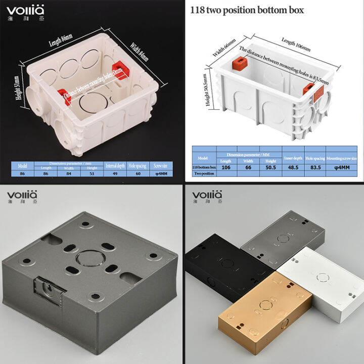 Vollia 86 * 86/118 * 72/146 * 86mm Socket Switch Mounting Box PVC Wall ...