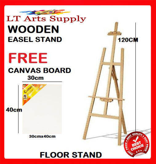 Wooden Easel Stand Floor Standing painting poster stand With Canvas ...