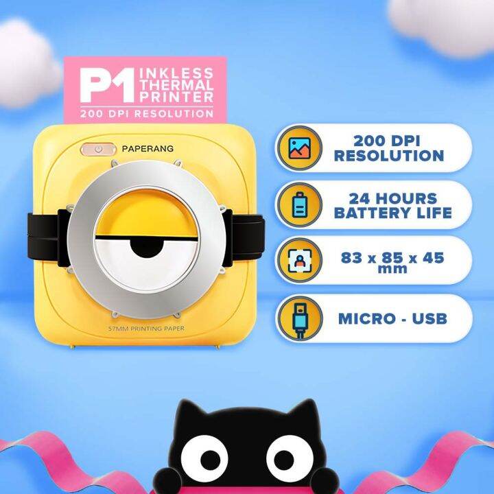 P1 Minion/P2 Minion Portable Thermal Printer with Free Roll of Paper ...