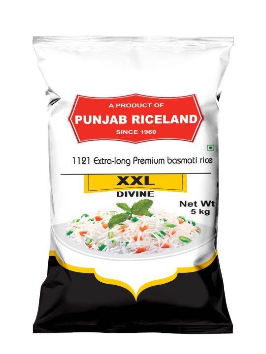 Punjab Riceland Basmati Rice XXL 5kg Long Grains, Divine Basmati Rice ...