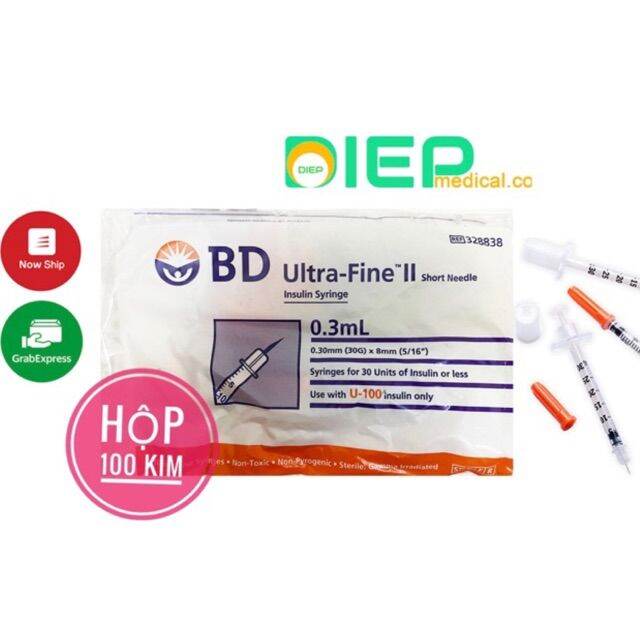 BD ULTRA - FINE II SHORT NEEDLE 0.3ML/U100 HỘP 100 CÂY - Kim tiêm Insulin đái tháo đường | Lazada.vn