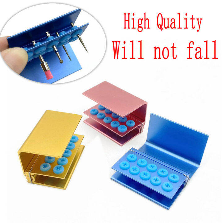 10 Holes Dental Burs Holder Block Case for High Speed Burs& Low Speed ...