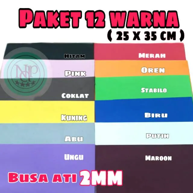 BUSA ATI 2MM PAKET 12 WARNA || BUSA HATI || EVA SPON || EVA FOAM ...