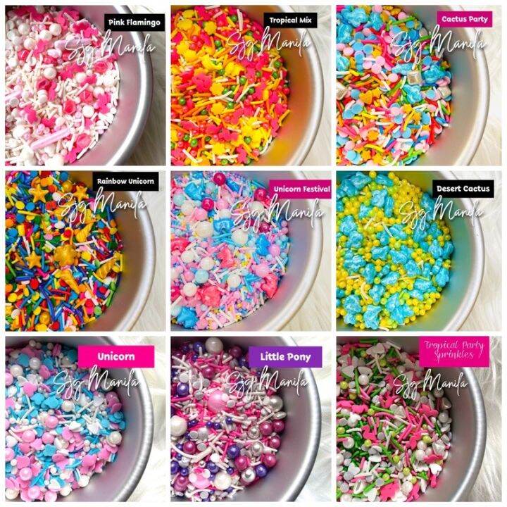 100 grams edible sprinkles dragees tropical unicorn flamingo series in ...