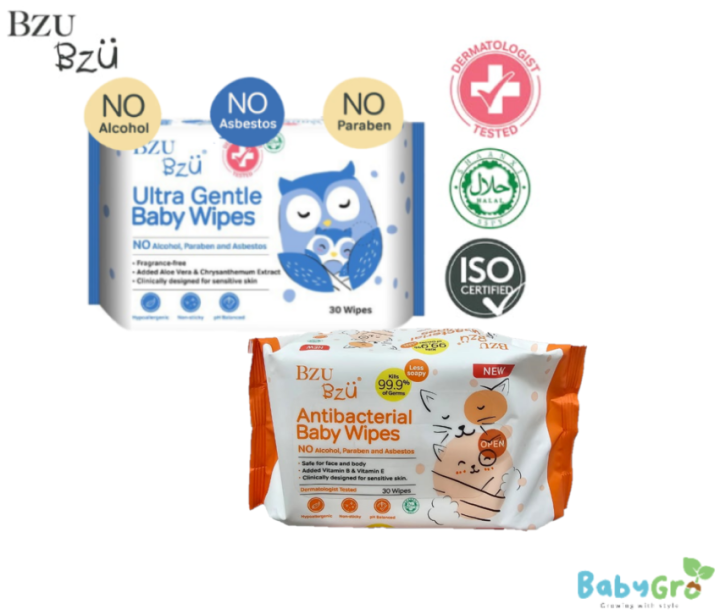 BZU BZU Baby Ultra Gentle Wet Wipes | Anti Bacterial Wet Wipes 30's ...